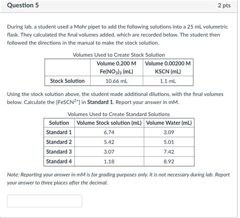Solved Question Pts During Lab A Babe Used A Mohr Chegg Com