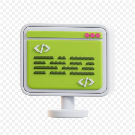 Premium Psd 3d Computer Monitor Displaying Programming Code Ideal For