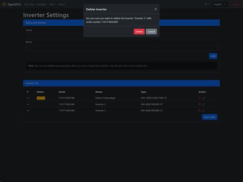 Inverter Settings OpenDTU Documentation