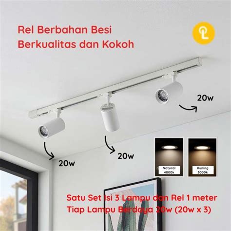 Promo Paket Lampu Sorot W Set Isi Rel M Track Light Rel Spotlight Diskon Di Seller