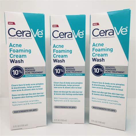 Cerave Acne Foaming Cream Wash 10 Benzoyl 150ml Beauty And Personal