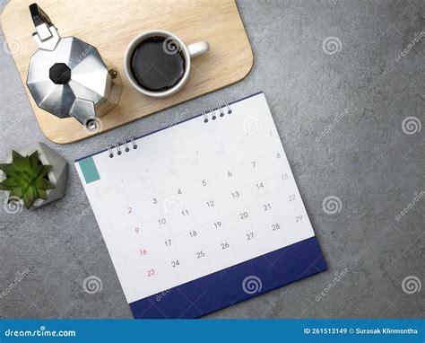 Calendar And Moka Pot With Coffee Cup On Table Calendar For Planner Plan Timetable Planner