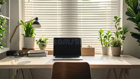 Serene Home Office With Natural Light Resplendent Stock Image Image Of Serene Simplicity