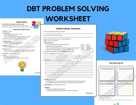 DBT Problem Solving Worksheet Coping Skill For Stressful Situations