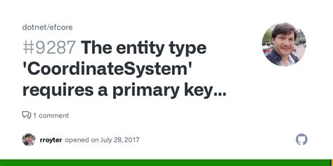 The Entity Type CoordinateSystem Requires A Primary Key To Be Defined
