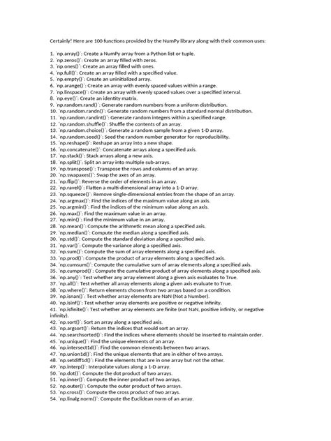 Numpy Functions Pdf