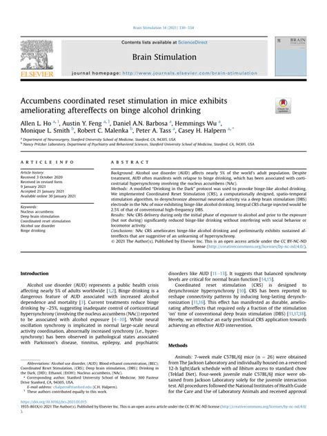 Pdf Accumbens Coordinated Reset Stimulation In Mice Exhibits Ameliorating Aftereffects On