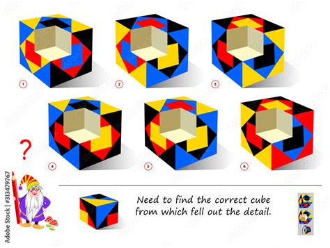 Logic Puzzle Game For Smartest Find The Correct Cube From Which Fell Out The Detail Printable