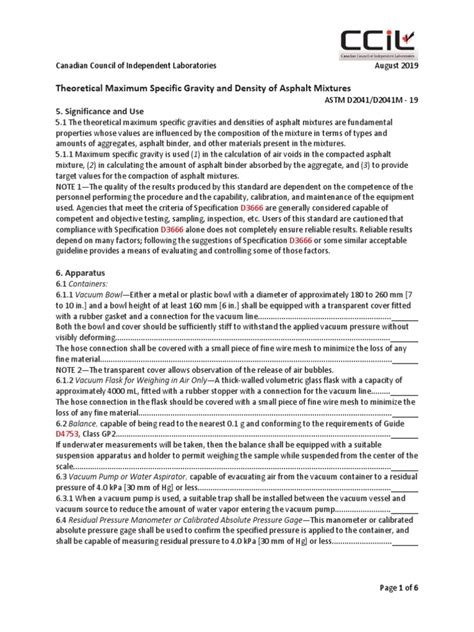 Astm D2041 D2041m 19 Aug 2019 Theoretical Maximum Specific Gravity And