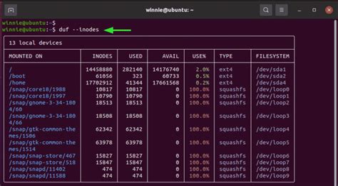 check disk usage using duf command line utility linuxways