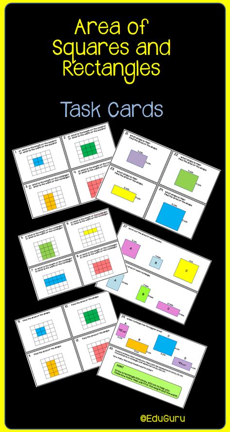 area of squares and rectangles task cards teacher favorite things