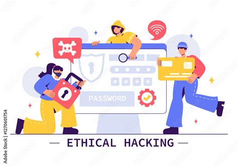 Ethical Hacking Illustration Featuring A Developer Practicing Hacking