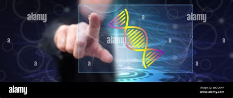 Man Touching A Genetic Research Concept On A Touch Screen With His