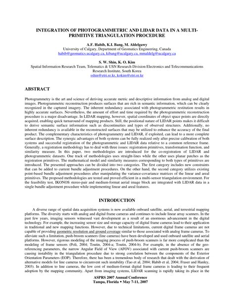 Pdf Integration Of Photogrammetric And Lidar Data In A Multi