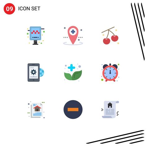 User Interface Pack Of 9 Basic Flat Colors Of Alternative Globe Cherry Global Business Business