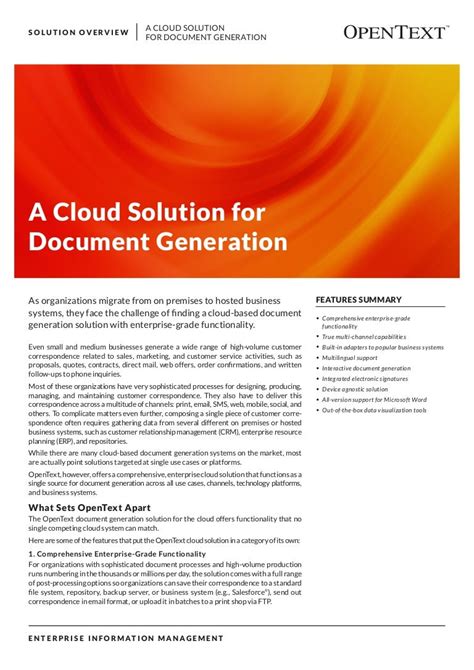 Opentext Powerdocs A Cloud Solution For Document Generation