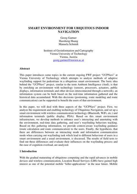 Pdf Smart Environment For Ubiquitous Indoor Navigation