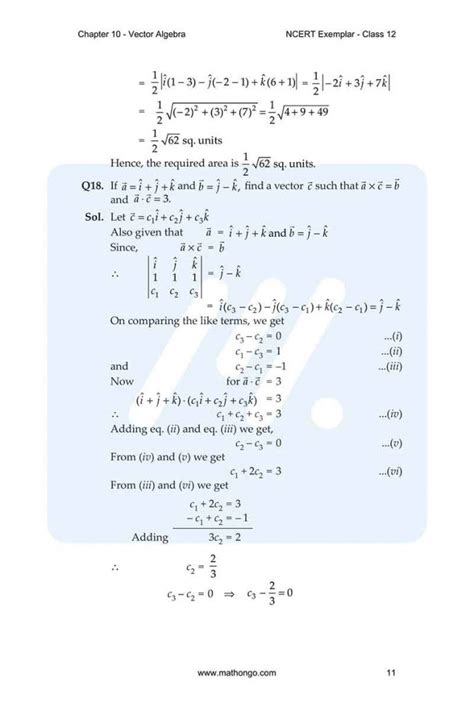 NCERT Exemplar For Class 12 Maths Chapter 10 MathonGo