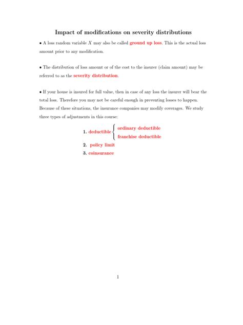 modifications of loss random variable pdf