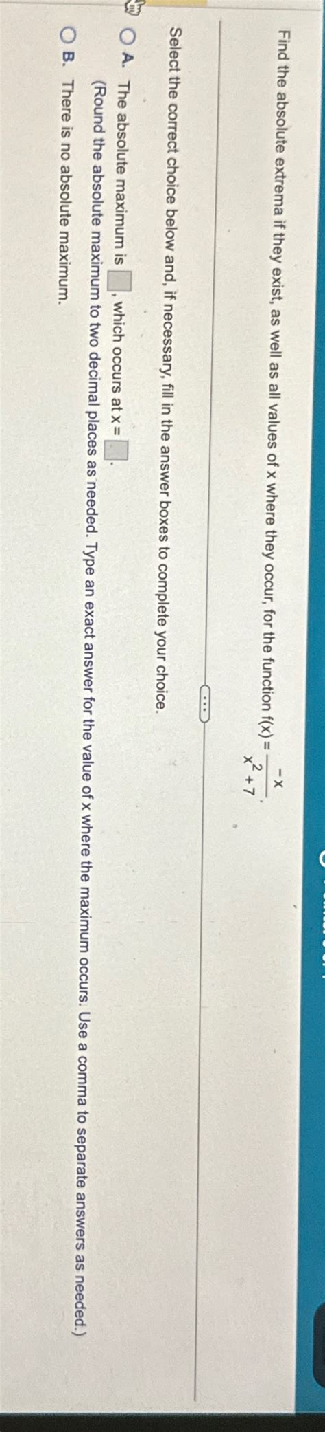 solved find the absolute extrema if they exist as well as
