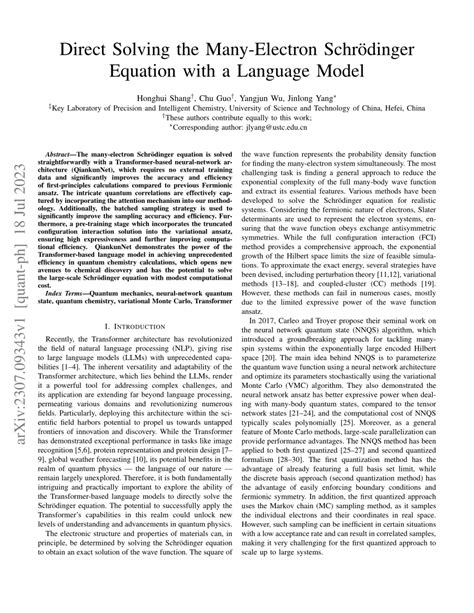Pdf Direct Solving The Many Electron Schrodinger Equation With A