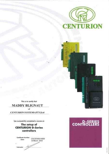 D Series Controller Certificate Pdf