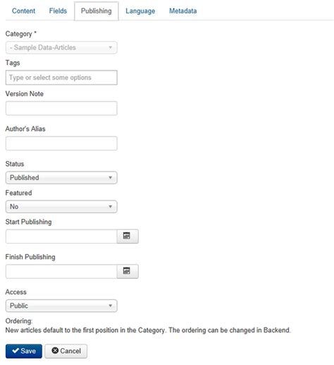 Help Menus Menu Item Article Create Joomla Documentation