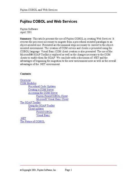 Web Service Net Cobol Pdf Component Object Model Soap
