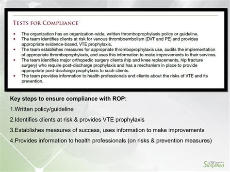 Vte Prophylaxis Simplified Focus On Prevention Ppt