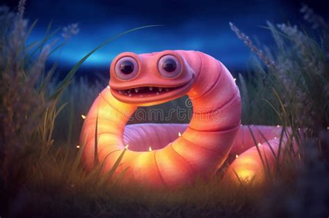 Funny Worm In The Grass At Night Stock Illustration Illustration Of