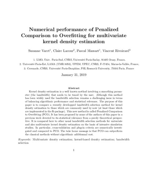 pdf numerical performance of penalized comparison to overfitting for multivariate kernel