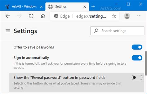 Tip Disable Or Hide Reveal Password” Button In Microsoft Edge Web Browser Askvg