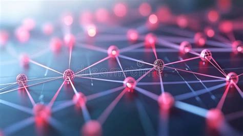 Abstract Visualization Of Glowing Red Network Connections On Dark