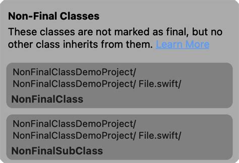Learn More About Non Final Class Information And Warnings Swftalyzer