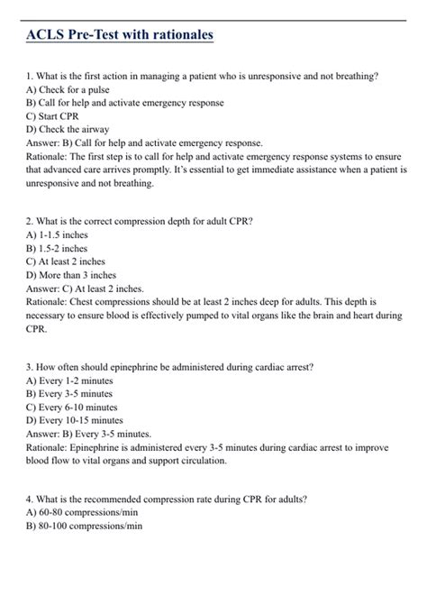 Acls Pre Test Wiht Rationales Updated 2025 Complete Questions