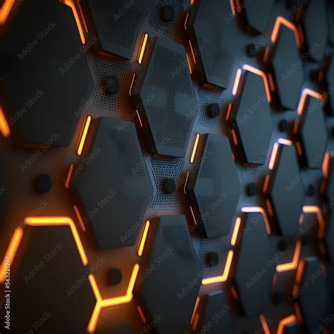 2d Hexagon Black Metal Patterns With Cyberpunk Lights Shader Ultra