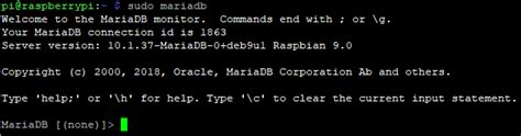 alto código usando la base da datos mariadb en una raspberry pi