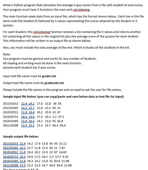 Solved Write A Python Program That Calculates The Average 5