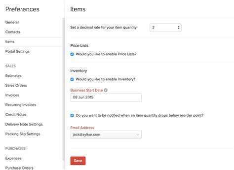 Preferences User Guide Zoho Books