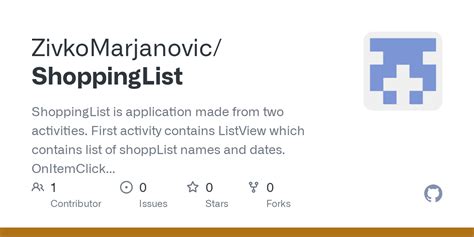Github Zivkomarjanovicshoppinglist Shoppinglist Is Application Made