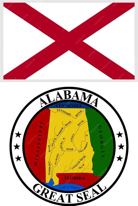 Premium Vector Alabama Us State Flag And Coat Of Arm Design