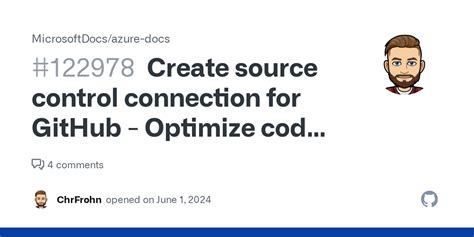 create source control connection for github optimize code sample