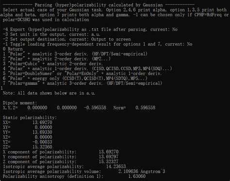 how to calculate total hyperpolarizability from gaussian 09w output