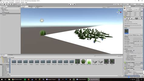 populating a terrain with a straight prefab tree places sideways trees