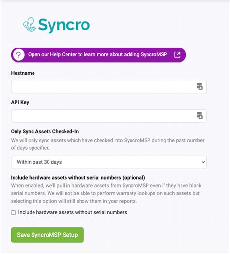 Syncro Integration Instructions Lifecycle Manager