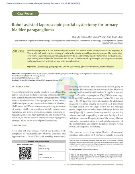 Pdf Robot Assisted Laparoscopic Partial Cystectomy For Urinary