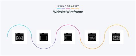 Website Wireframe Glyph 5 Icon Pack Including Page Archive Internet Browser 19256311 Vector