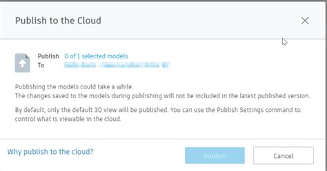0 of 1 selected models displays and publish is grayed out when
