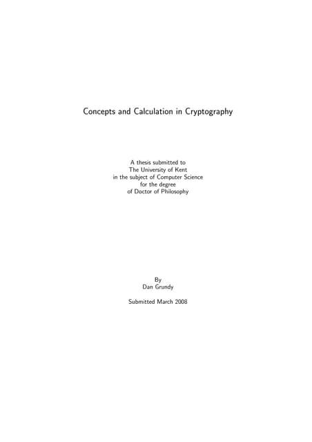 Concepts And Calculation In Cryptography Pdf