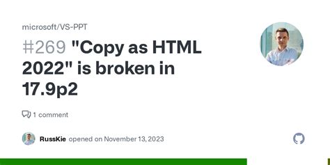 Copy As Html 2022 Is Broken In 179p2 · Issue 269 · Microsoftvs Ppt · Github
